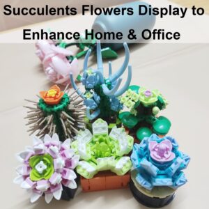 6 Flowers Succulents Building Set, Attractive Flowers Bouquet Plant Building Blocks Compatible with Lego, Pretty Bonsai Tree Botanical Collection Project Gift for Adults, Kids (503Pcs)