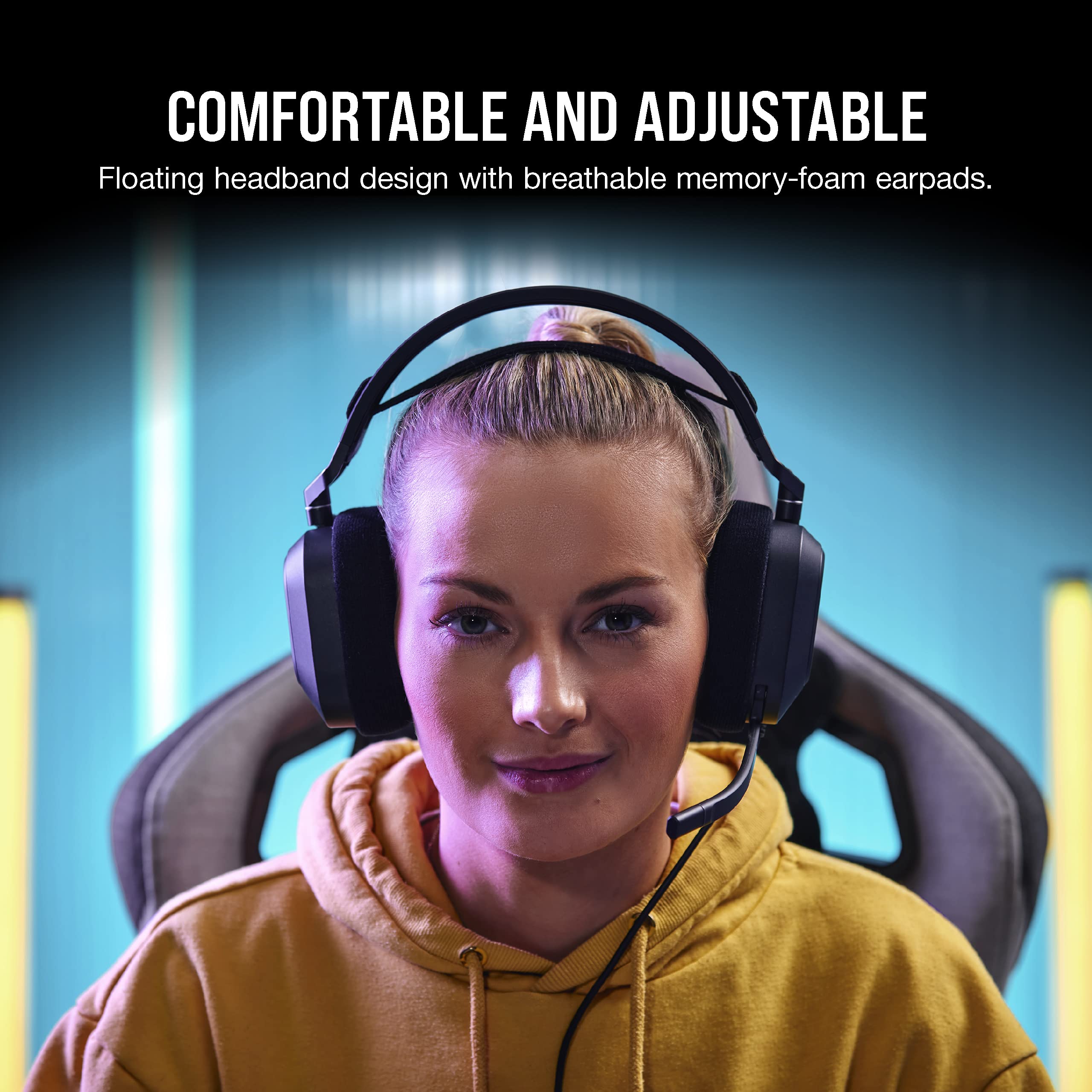 Corsair HS80 RGB USB Premium Gaming Headset with Dolby Audio 7.1 Surround Sound (Broadcast-Grade Omni-Directional Microphone, Memory Foam Earpads, High-Fidelity Sound, Durable Construction) Carbon