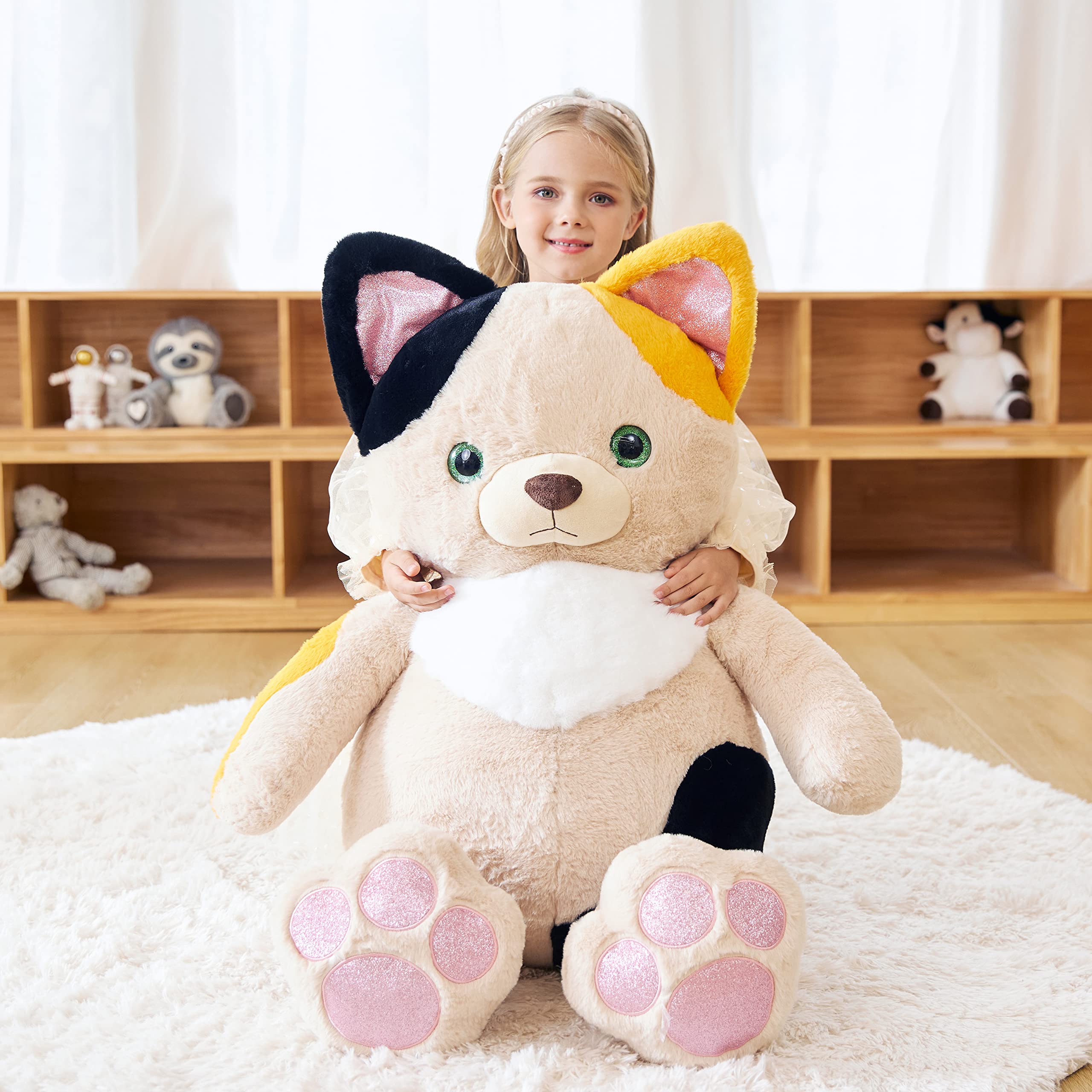 EARTHSOUND Giant Cat Stuffed Animal Plush Toy,30" Large Kitten Jumbo Cute Soft Toys,Big Size Huge Fluffy Plushy Oversized Fat Plushie,Gifts for Kid