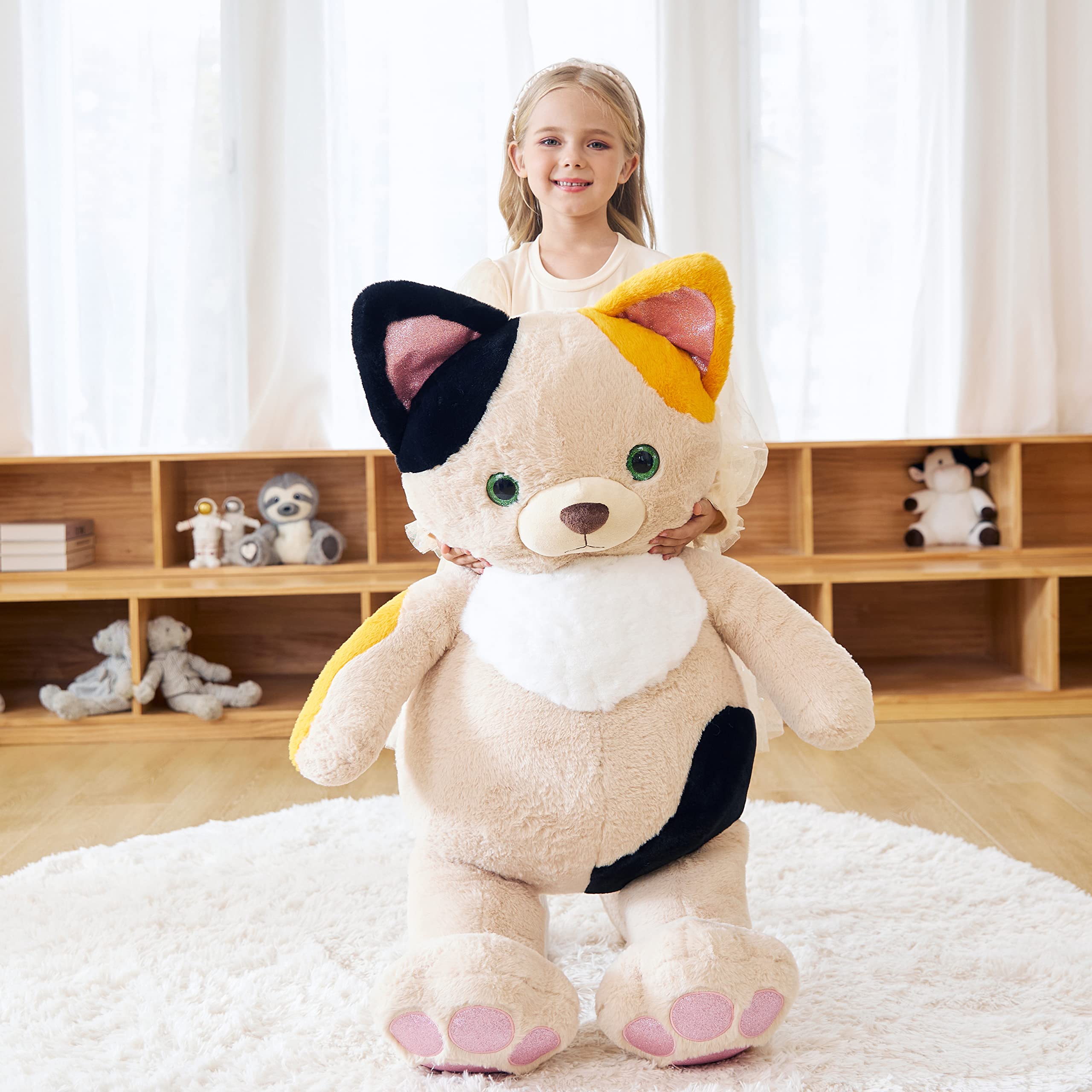 EARTHSOUND Giant Cat Stuffed Animal Plush Toy,30" Large Kitten Jumbo Cute Soft Toys,Big Size Huge Fluffy Plushy Oversized Fat Plushie,Gifts for Kid