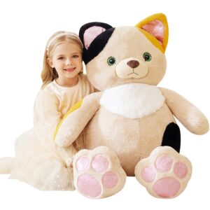 earthsound giant cat stuffed animal plush toy,30" large kitten jumbo cute soft toys,big size huge fluffy plushy oversized fat plushie,gifts for kid