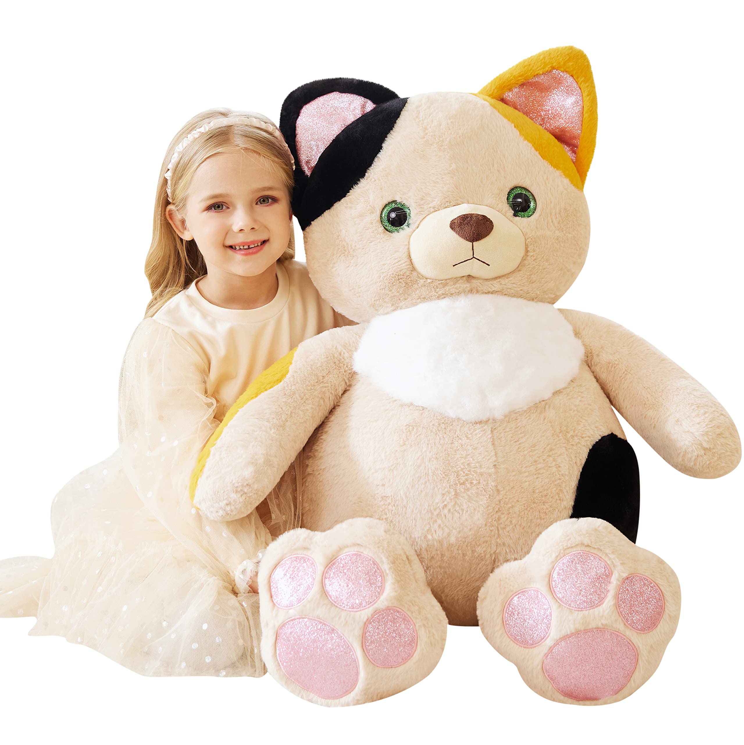 EARTHSOUND Giant Cat Stuffed Animal Plush Toy,30" Large Kitten Jumbo Cute Soft Toys,Big Size Huge Fluffy Plushy Oversized Fat Plushie,Gifts for Kid