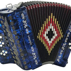 SofiaMari NSM3412 Accordion Package: 34 Button, 12 Bass, 3 Switch Accordion with Case and Straps (Sol/GCF Deep Blue Pearl) (NSM-3412-DBP-SOL)