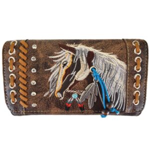 Western Style Horse Concealed Carry Purse Cowgirl Handbag Country Shoulder Bag Crossbody Wallet Set Brown