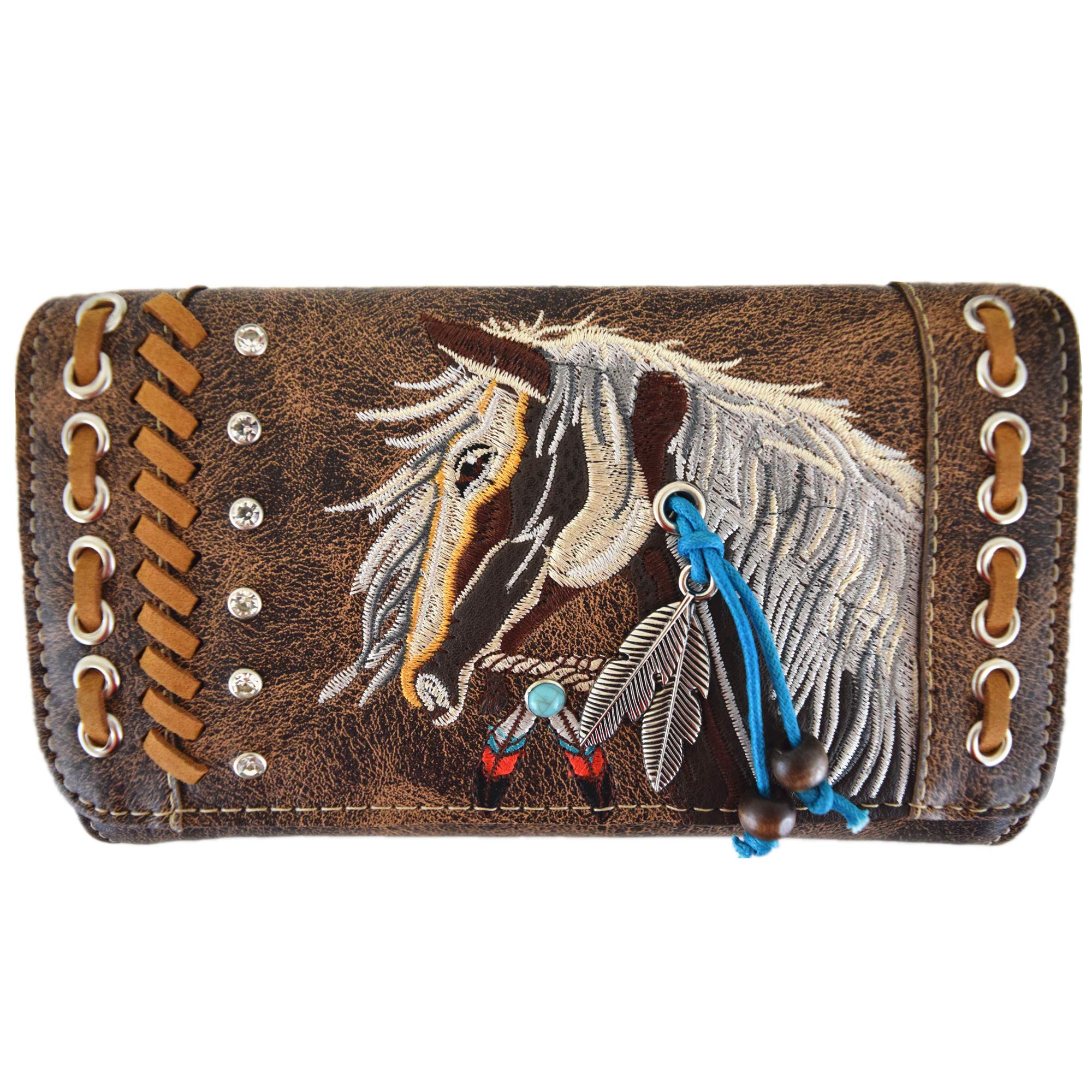 Western Style Horse Concealed Carry Purse Cowgirl Handbag Country Shoulder Bag Crossbody Wallet Set Brown