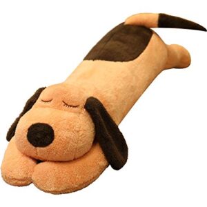 hcsxmy cute plush dog doll puppy plush pillow doll toy soft dog stuffed animals long pillow toy kitten body pillow gift for kids and girlfriend (110cm/43inch, brown)