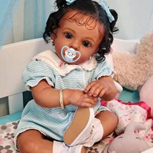 Angelbaby 24" Lifelike African American Reborn Toddler Doll, Cute Realistic Newborn Silicone Gift Toy