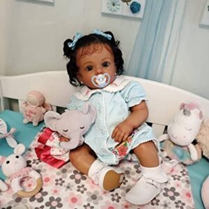 Angelbaby 24" Lifelike African American Reborn Toddler Doll, Cute Realistic Newborn Silicone Gift Toy