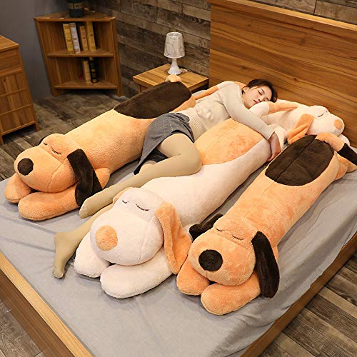 HCSXMY Cute Plush Dog Doll Puppy Plush Pillow Doll Toy Soft Dog Stuffed Animals Long Pillow Toy Kitten Body Pillow Gift for Kids and Girlfriend (110cm/43inch, Brown)