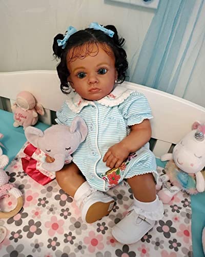 Angelbaby 24" Lifelike African American Reborn Toddler Doll, Cute Realistic Newborn Silicone Gift Toy