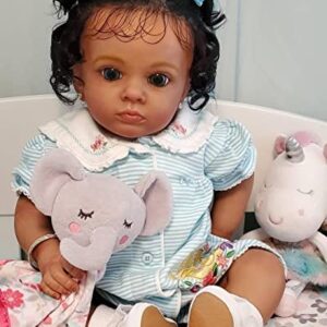 Angelbaby 24" Lifelike African American Reborn Toddler Doll, Cute Realistic Newborn Silicone Gift Toy