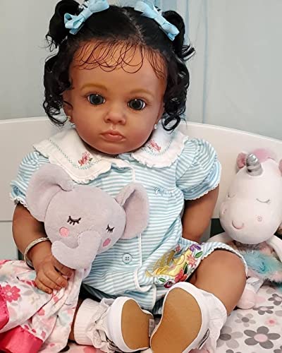 Angelbaby 24" Lifelike African American Reborn Toddler Doll, Cute Realistic Newborn Silicone Gift Toy