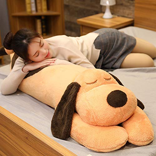 HCSXMY Cute Plush Dog Doll Puppy Plush Pillow Doll Toy Soft Dog Stuffed Animals Long Pillow Toy Kitten Body Pillow Gift for Kids and Girlfriend (110cm/43inch, Brown)