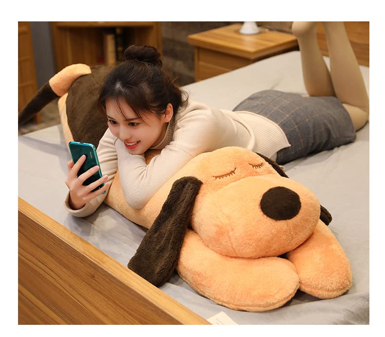 HCSXMY Cute Plush Dog Doll Puppy Plush Pillow Doll Toy Soft Dog Stuffed Animals Long Pillow Toy Kitten Body Pillow Gift for Kids and Girlfriend (110cm/43inch, Brown)