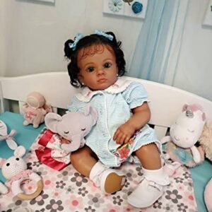 Angelbaby 24" Lifelike African American Reborn Toddler Doll, Cute Realistic Newborn Silicone Gift Toy