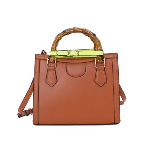 zhuzhu your heart ladies shoulder bag bamboo handle handbag designer wallet crossbody bag cute satchel (color : brown shoulder bag 21x18x9cm)