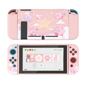 yocore cute kirby switch protective case | dockable protective case compatible with switch,anti-scratch and shock-absorption design soft tpu cover-yellow