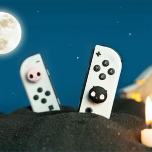 GeekShare Halloween Cute Silicone Joycon Thumb Grip Caps, Halloween Joystick Cover Compatible with Nintendo Switch/OLED/Switch Lite,4PCS - Pink Skull (Pink & Black)