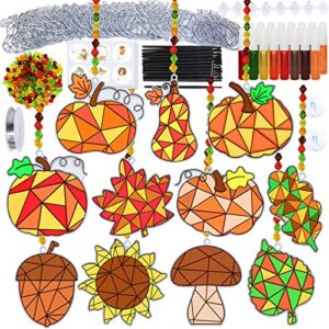 winlyn 33 sets fall leaf pumpkin acorn sunflower suncatchers ornaments decorations diy window paint art suncatchers craft kits autumn sun catchers for kids classroom activity thanksgiving art project