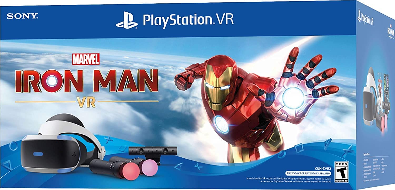 Newest Playtation VR Marvel's Iron Man VR Bundle: VR Headset, Camera, 2 Move Motion Controllers, Marvel's Iron Man VR Game + Batman + Hubxcel Controller Fast Charging Dock