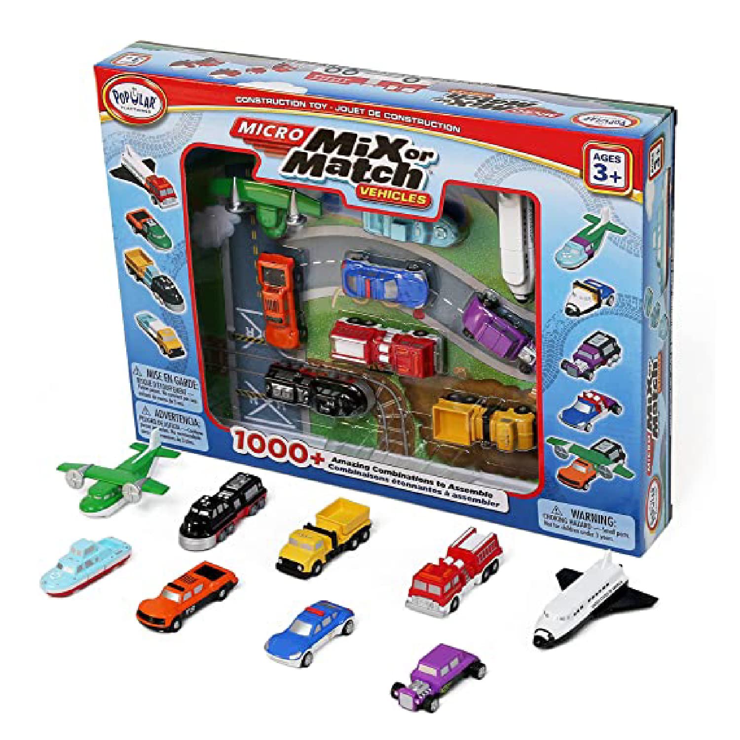 POPULAR PLAYTHINGS Mix or Match Vehicles, Magnetic Toy Play Set, Micro Vehicles