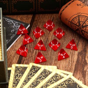 Juexica 48 Pcs Red D4 Dice Bulk Cone Transparent 4 Sided Dice 0.8 Inch Clear Red Dice Polyhedral Tiny Dice Mini Dice Set Role Playing Dice for Party Table Games Toys