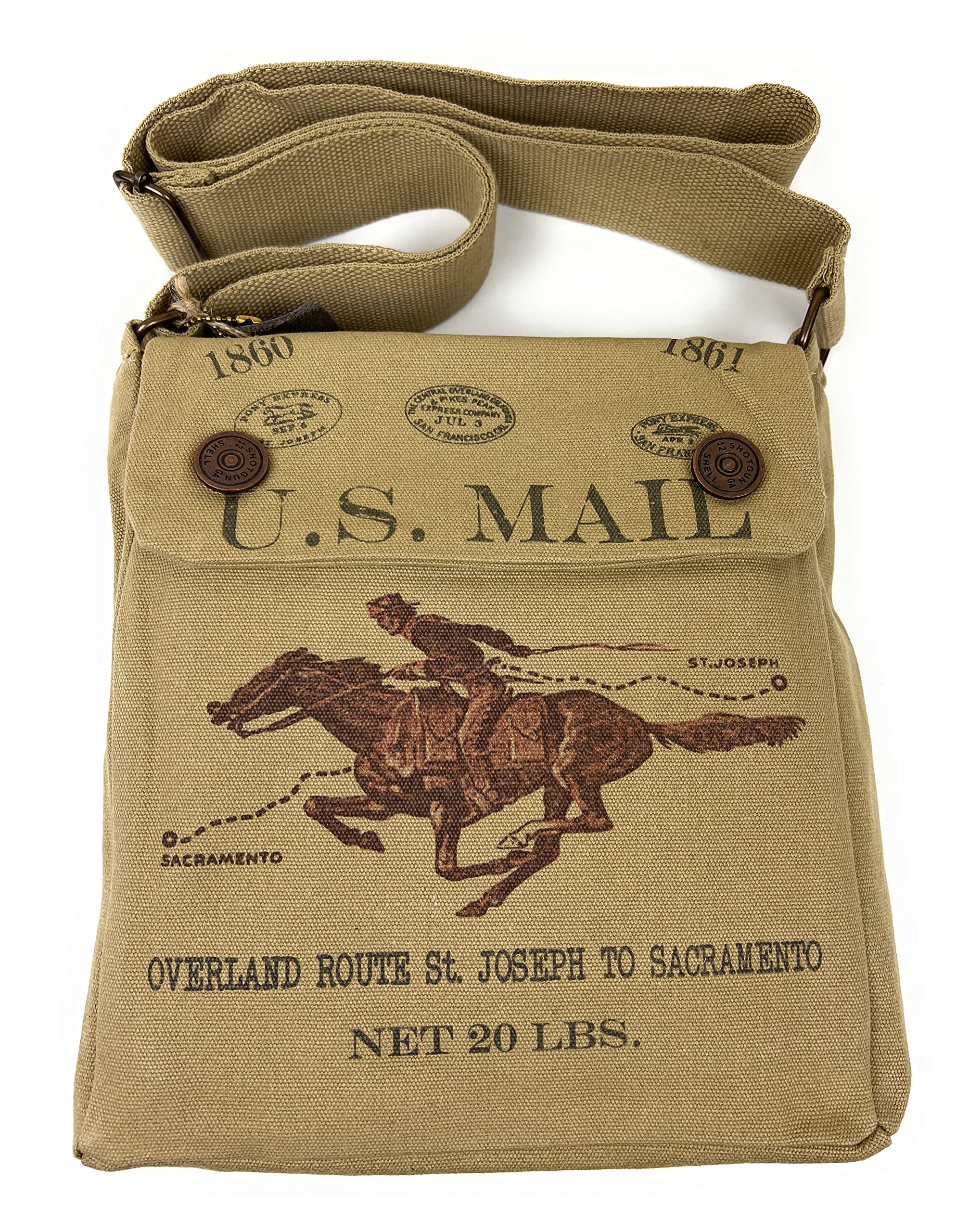 American Glory Canvas Unisex Vintage look US Mail Pony Express Crossbody Handbag