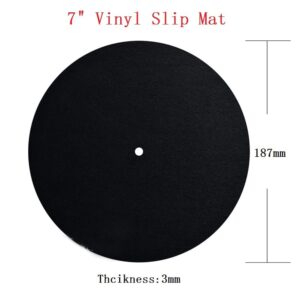 sdroceRyaM 7 inch Turntable Mat, Slipmat for Vinyl LP Record Players High-Fidelity Audiophile Acoustic Sound Support, 3mm, Black