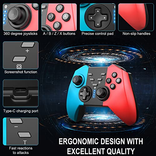 Switch Controllers,Switch Pro Controller Wireless for Switch/Switch Lite/Switch OLED/PC,Pro Controller Switch with Wake up,6-axis Gyro,Turbo,Dual Vibration,Screenshot,Wireless Switch Gaming Controller