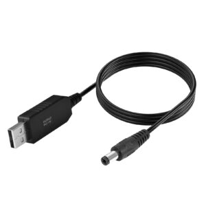 sqrgreat 5v to 12v step up cable, usb adapter with dc jack 5.5 x 2.1mm for fan, table lamp, piano keyboard, bluetooth audio, wireless router, speakers & more(4.9ft) (dc-5v-to-12v)