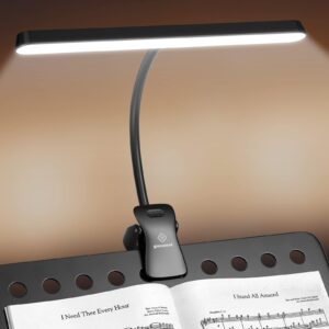 glocusent 57 led super bright music stand light, eye caring clip-on piano light, 3 color & 5 brightness, usb-c rechargeable, long lasting up to 140 hrs, perfect for the piano, sheet music