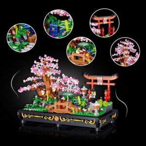 Cihely Bonsai Tree Building Blocks Kits 00902, Artificial Bonsai Building Project to Release Stress and Focus The Mind, for Birthday Christmas Gifts to Adults/Teens（Cherry Blossoms 1469PCS）