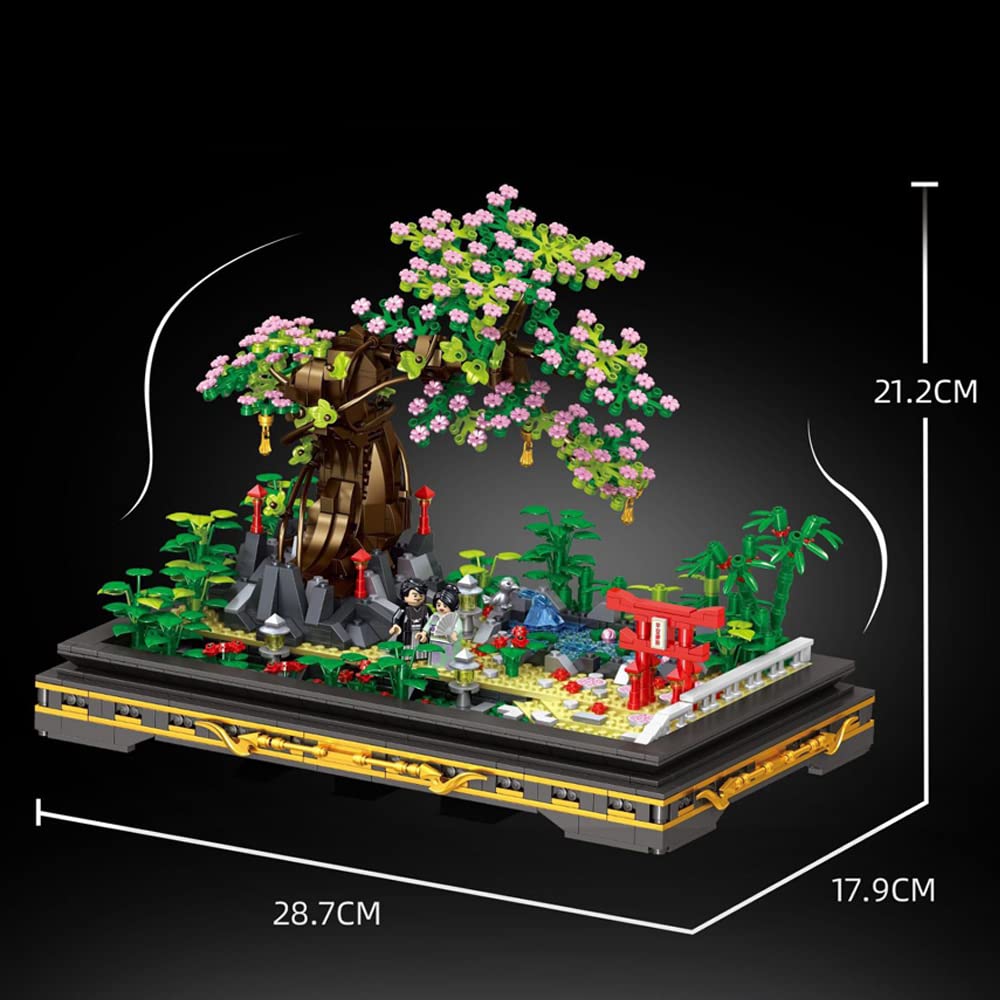 Cihely Bonsai Tree Building Blocks Kits 00902, Artificial Bonsai Building Project to Release Stress and Focus The Mind, for Birthday Christmas Gifts to Adults/Teens（Cherry Blossoms 1469PCS）