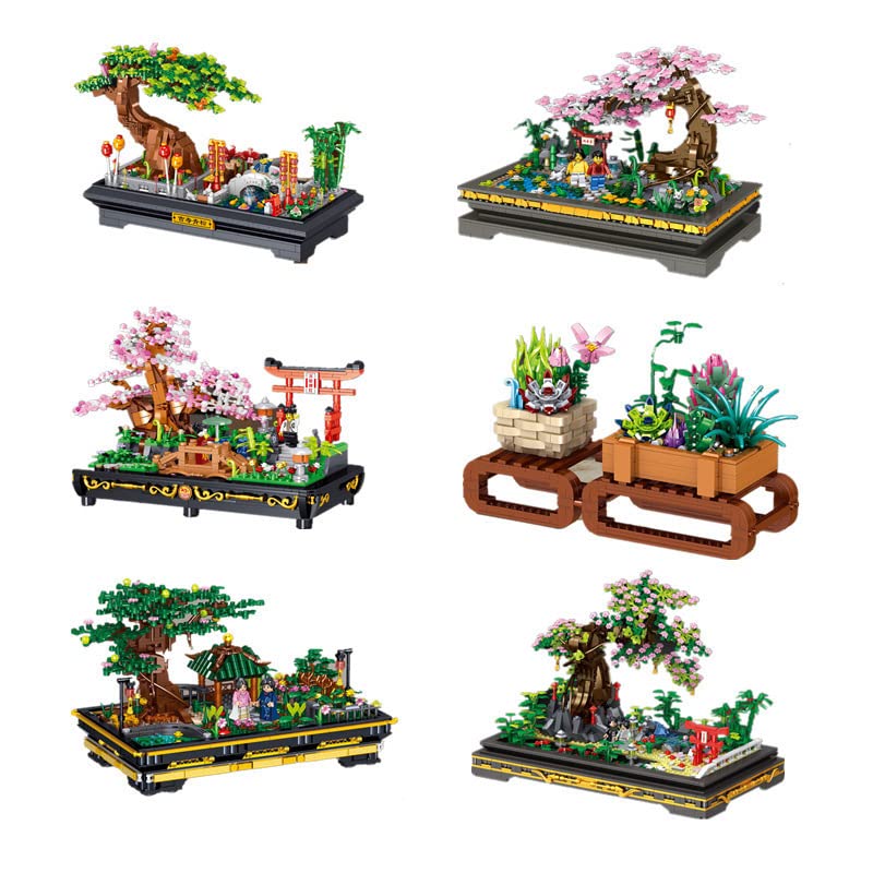 Cihely Bonsai Tree Building Blocks Kits 00902, Artificial Bonsai Building Project to Release Stress and Focus The Mind, for Birthday Christmas Gifts to Adults/Teens（Cherry Blossoms 1469PCS）