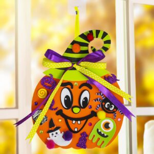 Winlyn 24 Sets Halloween Craft Kits DIY Halloween Pumpkin Ghost Bat Black Tree Ornaments Decorations Art Sets Fall Crafts Foam Stickers Arts and Crafts Supplies Kit for Kids Party Classroom Activities