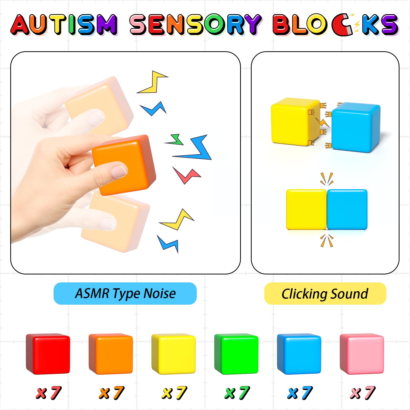 42PCS Magnetic Blocks, Gifts for 3 4 5 6 Year Old, Magnet Building Blocks for Toddlers, Girls & Boys, Sensory - Montessori - Autism - Magnetic Toys for Kids Ages 3-5 4-8