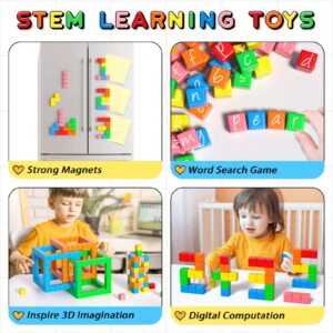 42PCS Magnetic Blocks, Gifts for 3 4 5 6 Year Old, Magnet Building Blocks for Toddlers, Girls & Boys, Sensory - Montessori - Autism - Magnetic Toys for Kids Ages 3-5 4-8