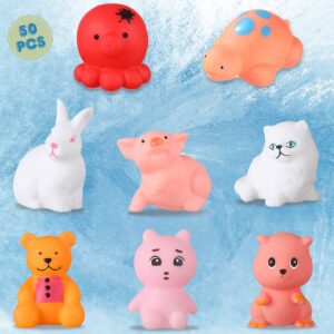 50 Pcs Baby Bath Toys Bulk Infant Bath Toys Water Float Squeak Rubber Animal Toys Bathtub Pool Toy for Toddlers Kids Bath Time Shower Party Favors Birthday Gifts, Random Style