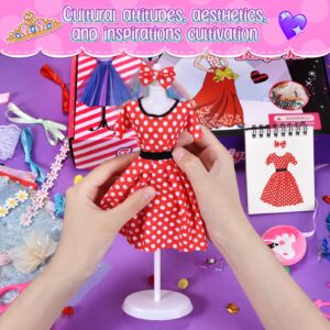 B Bascolor Girls Fashion Design Kids Sewing Craft Kit for Making 60 Pack Doll Cloth Accessories Dress Up, Art Crafts for Girl Ages 8-12+ Preteen Designer Creativity DIY Toy Christmas Birthday Gift