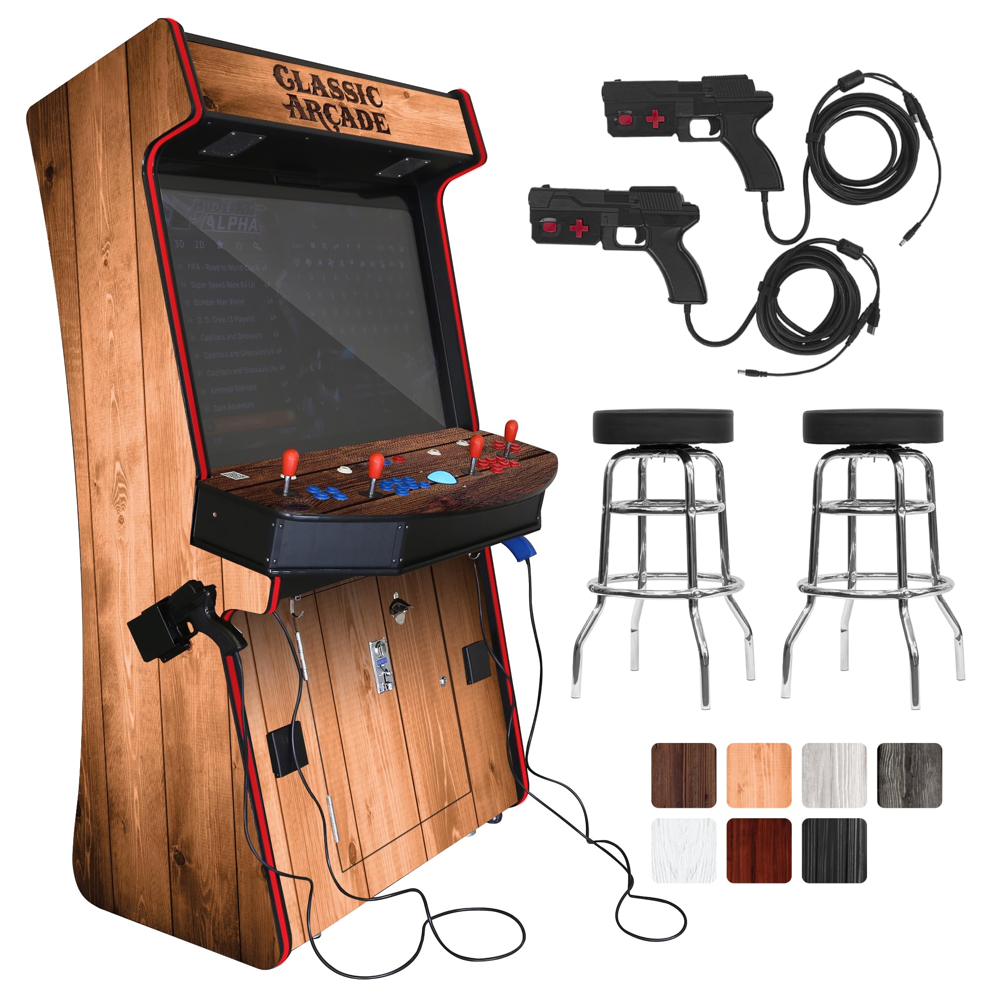 Creative Arcades Full-Size Commercial TR2 Classic Slimline Arcade Machine, 2 Lightguns Included, Stand-up Arcade 4 Player 43" LCD HD Monitor 9043 Game