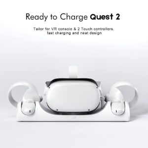 BINBOK VR Charging Dock for Meta Quest 2 with LED Light, Magnetic Charging Station for Oculus Quest 2 VR Headset and Touch Controllers, with 2 Rechargeable Batteries/Type-C Charger Cable