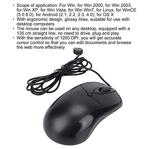 Zopsc-1 Ergonomic Game Mouse 1200 DPI Optical Corded USB Mouse Gaming Mice for Laptop PC Gamers Desktop Computer Laptop, Black