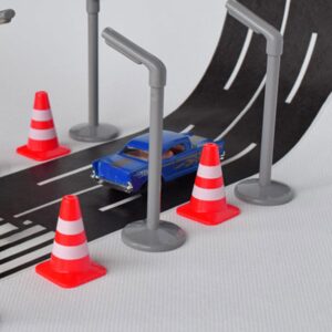 50Pcs Mini Traffic Cones Road Construction Cones Kids Plastic Traffic Signs Toy Sand Table Ornaments Children Educational Learning Toy