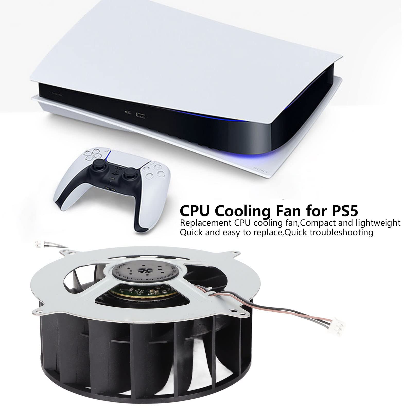 GOWENIC CPU Cooling Fan for PS5 Console, 17 Blades 3 Pin Internal Cooler Slient Lightweight PS5 Cooling Fan Replacement Gaming Heat Sink for PS5 Console