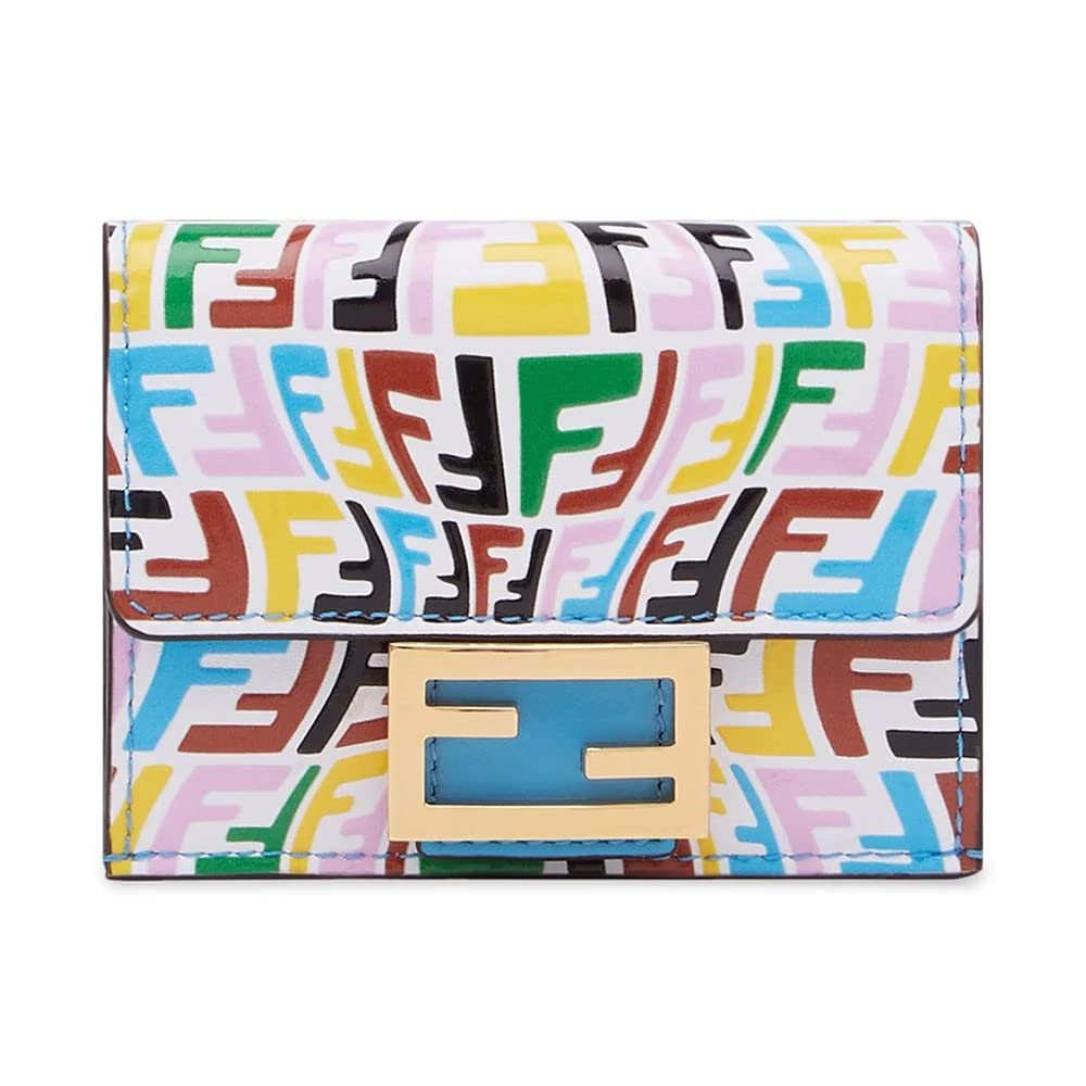 FENDI Vertigo Baguette Multicolor Leather Small Trifold Wallet 8M0395