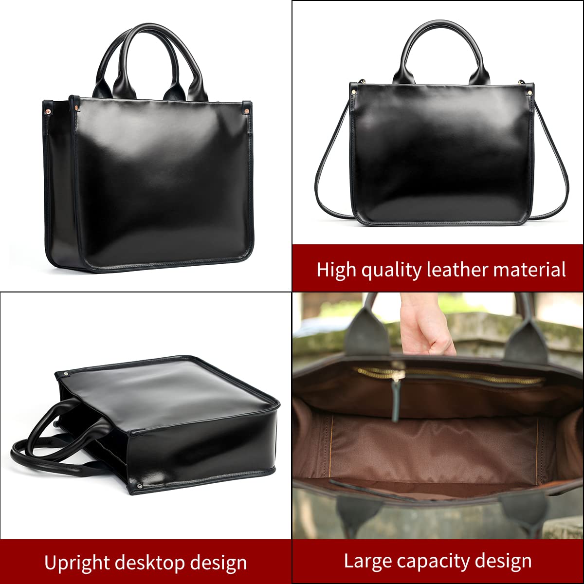 Women Genuine Leather Handbags Top Handle Tote Large Purses Fashion Ladies Shoulder Bag