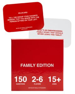 we're not really strangers family edition card game - 150 conversation cards for adults, teens, couples, & strangers - fun family party card game for game night or date night, ages 15+, 2-6 players