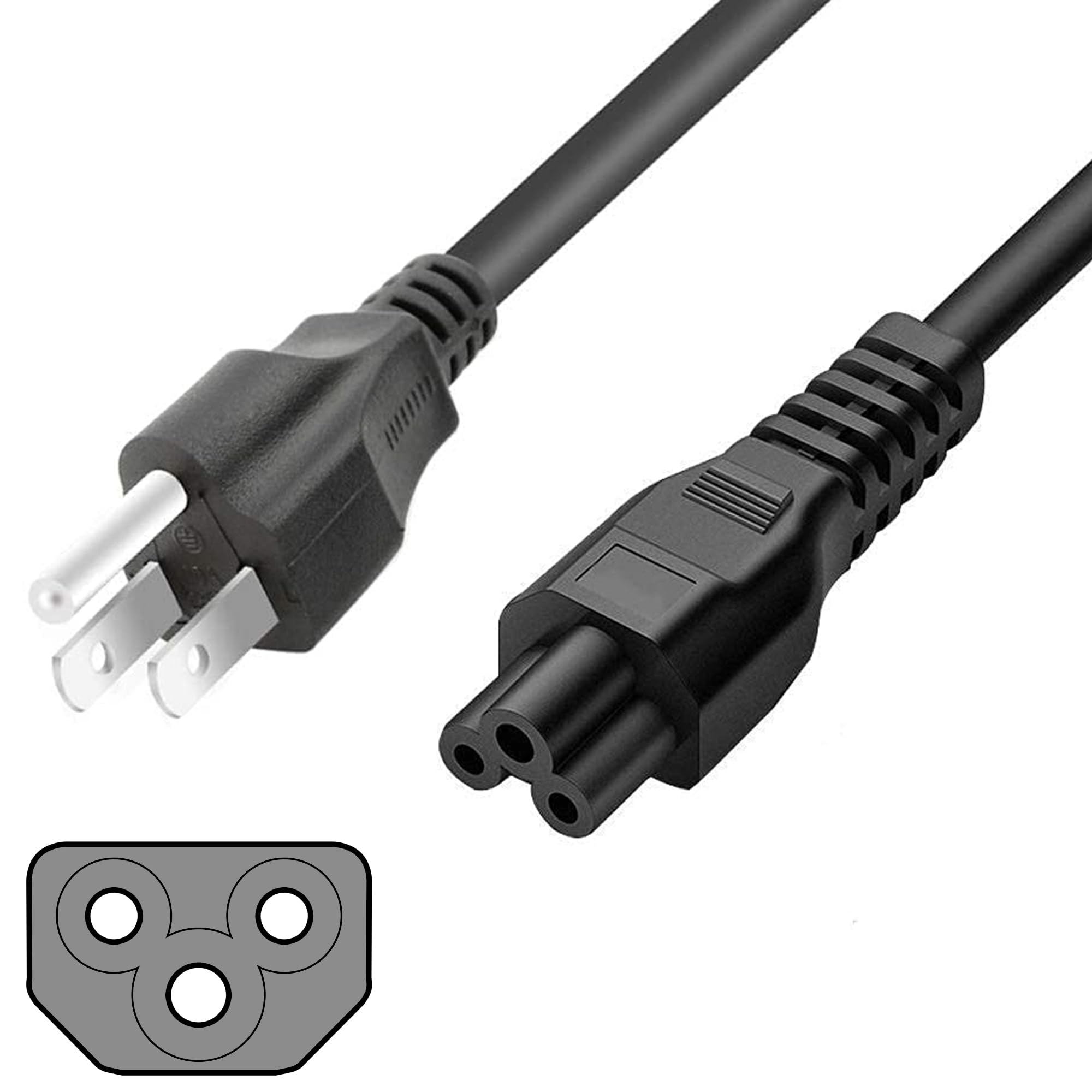 SatelliteSale Universal Heavy Duty Computer Power Cable Male NEMA 5-15P to Female IEC C5 Universal Wire Black PVC Cord 15 feet