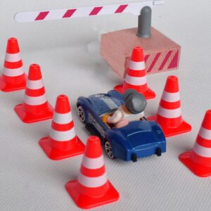 50Pcs Mini Traffic Cones Road Construction Cones Kids Plastic Traffic Signs Toy Sand Table Ornaments Children Educational Learning Toy