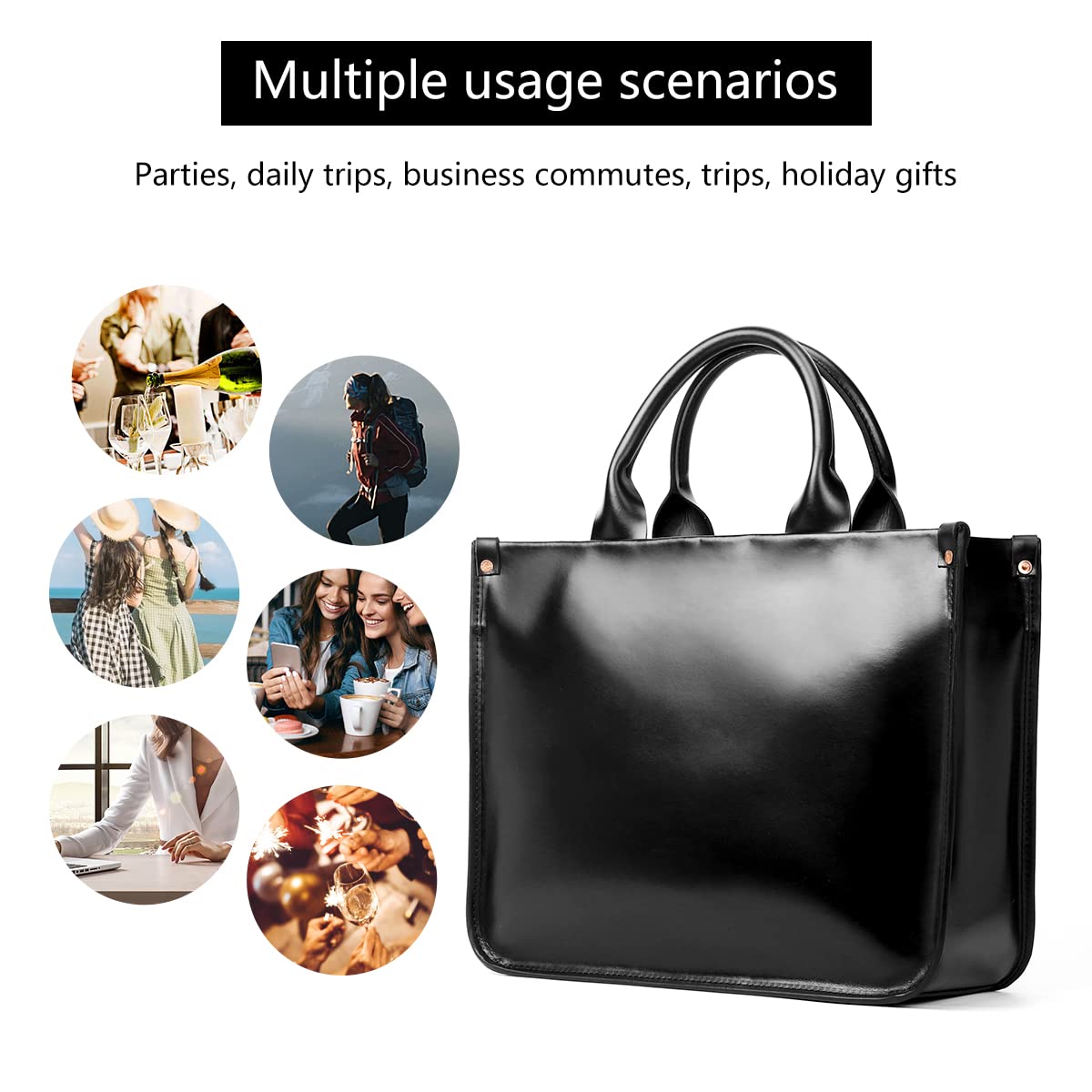 Women Genuine Leather Handbags Top Handle Tote Large Purses Fashion Ladies Shoulder Bag